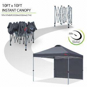 MASTERCANOPY Durable Pop-up Canopy Tent with 1 Sidewall (10'x10',Dark Gray)