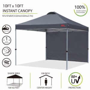 MASTERCANOPY Durable Pop-up Canopy Tent with 1 Sidewall (10'x10',Dark Gray)