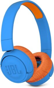 jbl jr 300bt on-ear wireless bluetooth headphones - blue / orange (renewed)