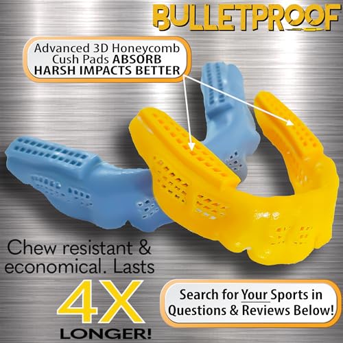 Bulletproof: World’s Thinnest & Most Breathable Mouth Guard is 3X Stronger! BJJ Flag Football Basketball Hockey Lacrosse Rugby Wrestling MMA Boxing Mouthguard Sports Braces Grinding Teeth Adult Youth