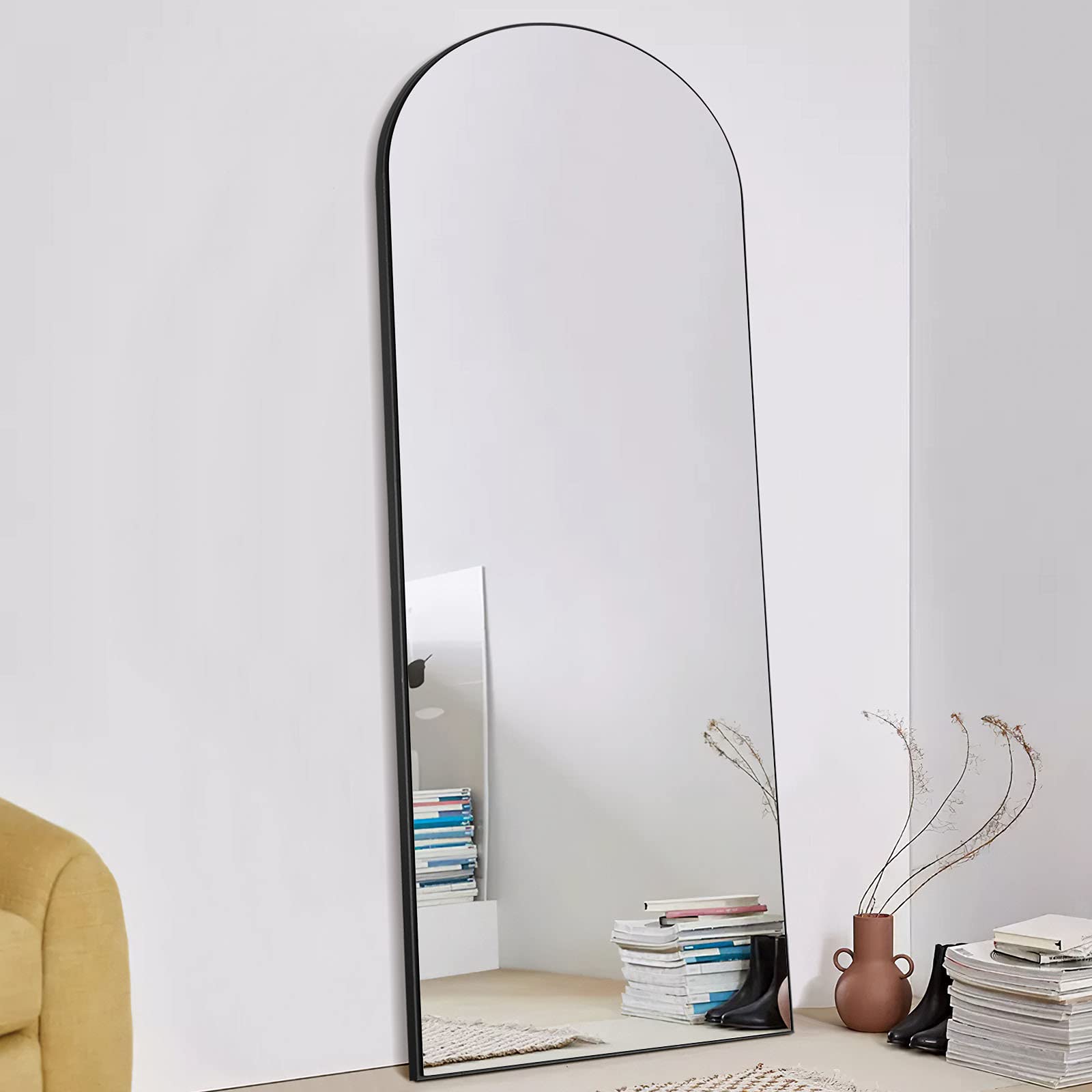 MIRUO Full Length Mirror, 59" x 20", Standing Hanging or Leaning Against Wall Floor Mirrors Body Dressing Wall-Mounted for Living Room, Bedroom with Aluminum Alloy Thin Frame, Silver.