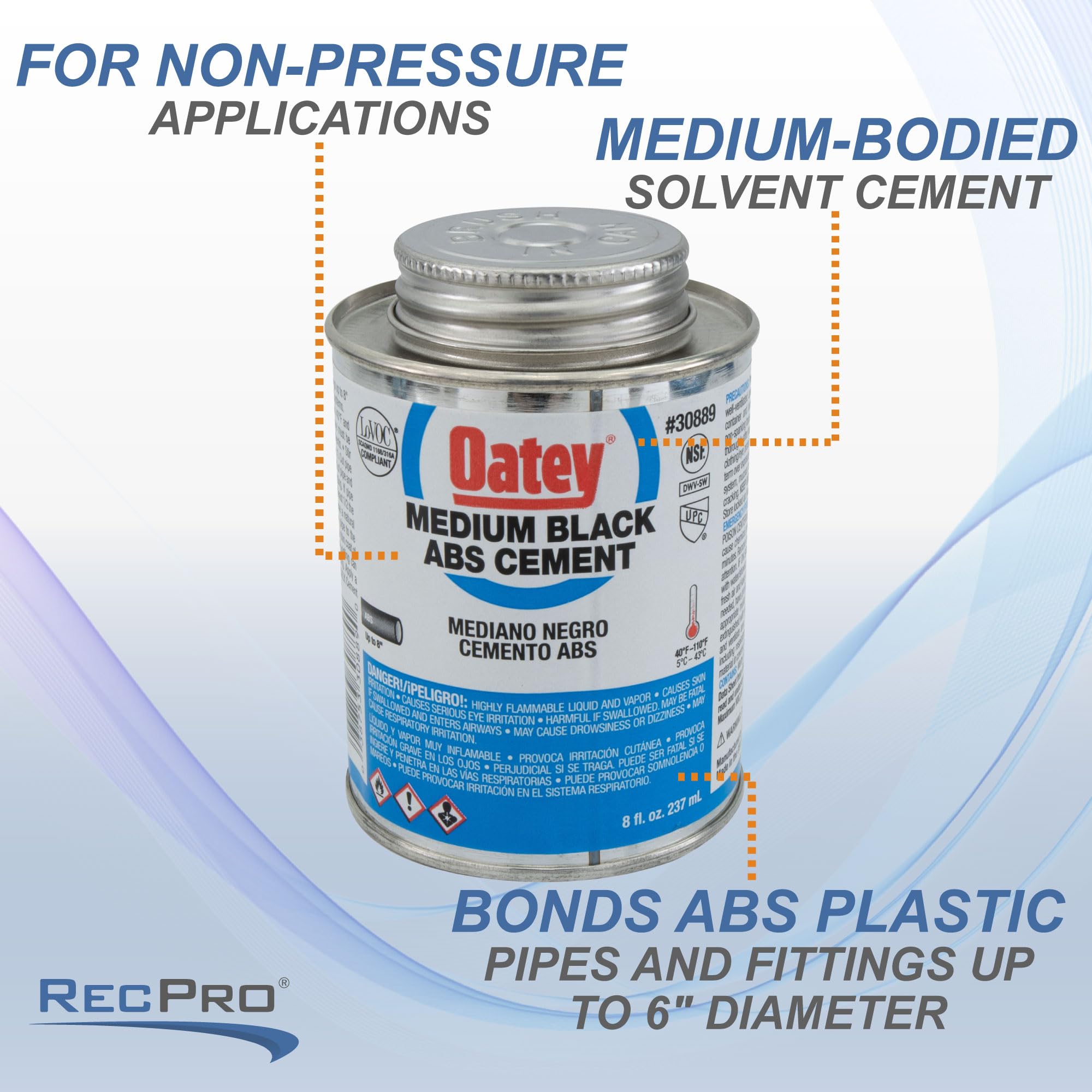 RecPro Medium Black ABS Cement 8 fl. oz. | RV Plumbing | Solvent Cement