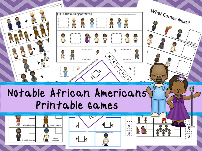 30 Printable Notable African Americans themed Games and Activities