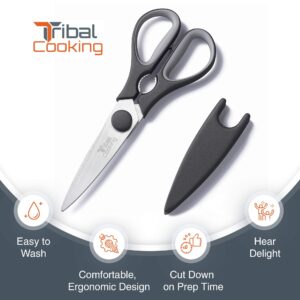 Tribal Cooking Kitchen Scissors - 8.8-Inch Professional Kitchen Shears - Heavy Duty, Stainless Steel, Dishwasher Safe - Micro Serrated Edge Cuts Food, Meat, Poultry - Sharp Utility Scissors.