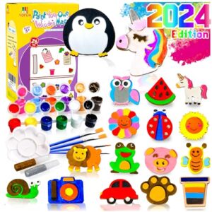 yofun paint your own wooden magnet - wood painting craft kit and art set for kids, art and craft supplies party favors for boys girls age 4 5 6 7 8, easter crafts & basket stuffers