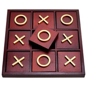 9.5-inch wooden tic tac toe game, decorative coffee table games for adults and family activities