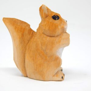 Selsela Squirrel Figurine Garden Statue Home Decoration Miniature Wood Forest Critter Art Mini Carved Small Animal