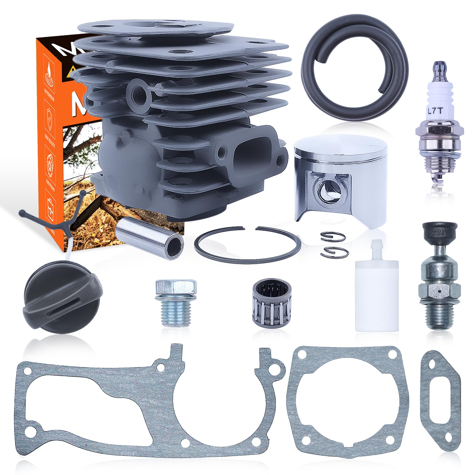 Mtanlo 47mm Cylinder Piston Gaskets Kit For Husqvarna 357XP 359 Rancher EPA 357 XP Big Bore 2156 2159 Chainsaw Decompression Valve Spark Plug Needle Bearing 537157302 537157304