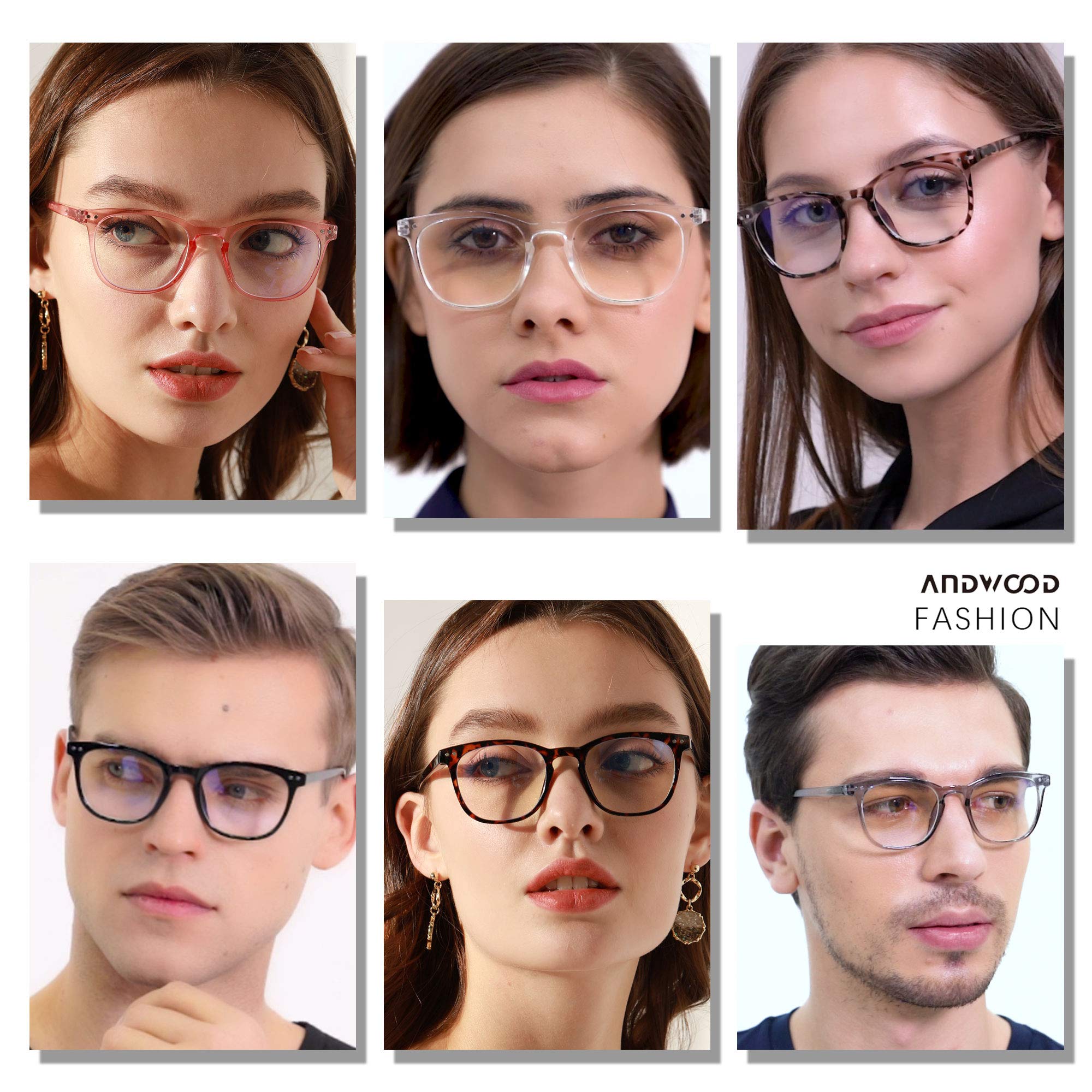 ANDWOOD Blue Light Blocking Glasses Women Men Computer Small Face Frame Bluelight Blocker Teens Square Frame Clear Crystal