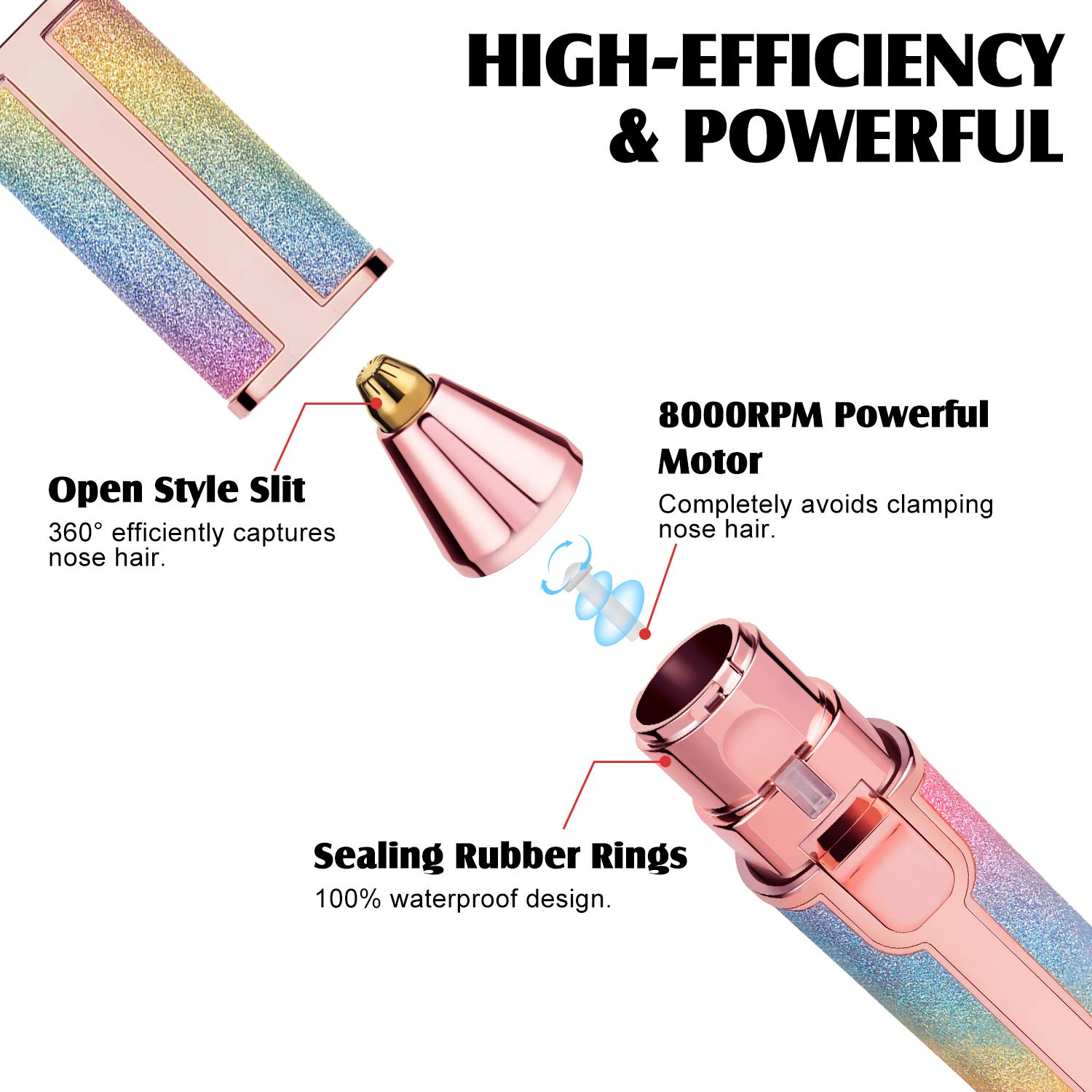 Eyebrow Trimmer & Facial Hair Removel for Women, Electric Razor and Painless Hair Remover 2 in 1 Rechargeable Built-in LED Light for Face Lips Nose Body