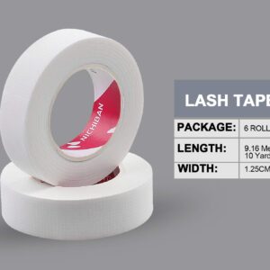 fenshine Eyelash Extension Tape, 6 Rolls Japan Micropore Medical Soft Tape for Eyelash Extension,Eyelash Extension Supplies 9M Each Roll