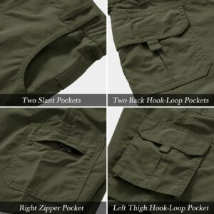 Kids Boy's Youth Hiking Casual Quick Dry Shorts, Lightweight Cargo Tatical Zipper Pockets Camping Travel Shorts (9048 Army Green L 11-12 Years)