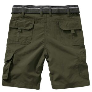 Kids Boy's Youth Hiking Casual Quick Dry Shorts, Lightweight Cargo Tatical Zipper Pockets Camping Travel Shorts (9048 Army Green L 11-12 Years)