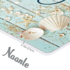 Naanle Aloha Door Sign Plaque with Rope, Wooden Seashell Hanging Sign Wall Art for Entrance Porch Front Home Garden Office Business Outdoor Decor 6 x 11 inches