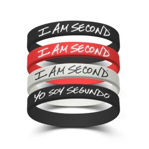 4-pack i am second adult multi-color wristband bundle