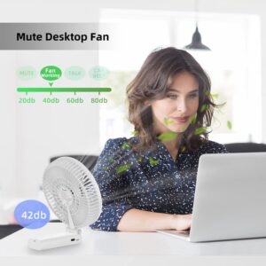 HandFan 6 Inch Handheld Fan 4000mAh Battery Operated Fan 6 Settings Personal Desktop Fan with 5-34H Working Time Removable Base Strong Airflow