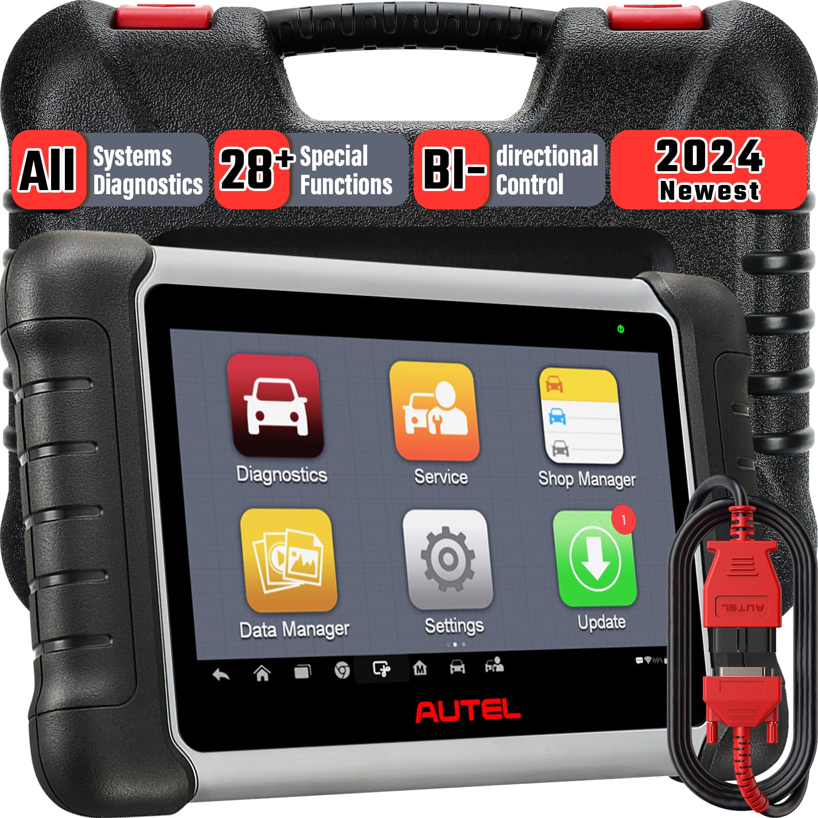 Autel MaxiCOM MK808 Scanner, 2024 Newest Car Diagnostic Scan Tool Same as MX808 MK808Z, All System Diagnosis and 28+ Service, Active Test, Bi-Directional Control, AutoAuth FCA SGW, 21+ Language