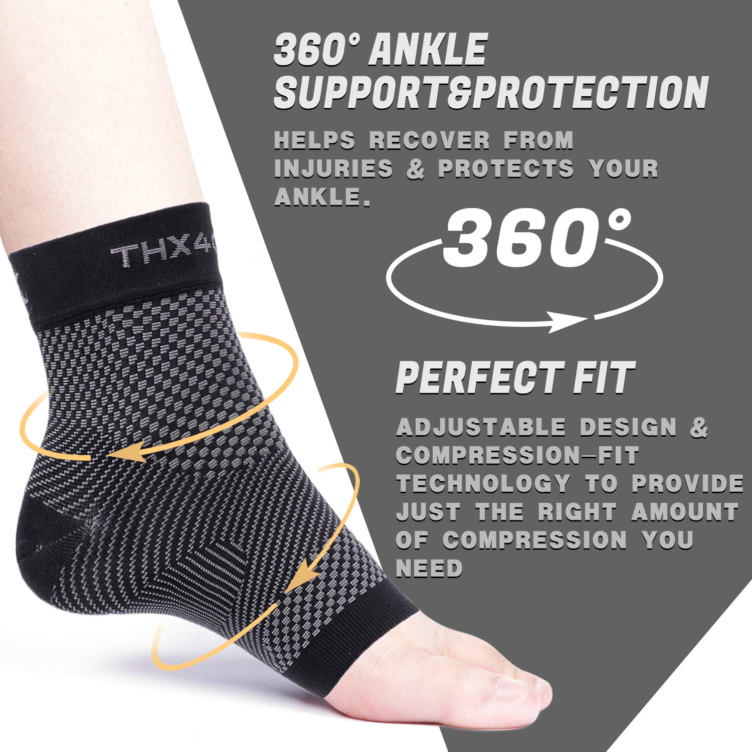 THX4COPPER Ankle Brace(Pair)-Great Foot Care Compression Support for Injury Recovery, Ankle Pain Relief, Swelling, Sprained Ankle, Achilles, Tendonitis, Heel Spurs-Perfect Ankle Sleeve Men&Women