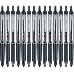 pilot, precise v5 rt refillable & retractable rolling ball pens, extra fine point 0.5 mm, black, pack of 14