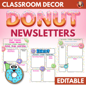 print and digital classroom newsletter templates in donut theme