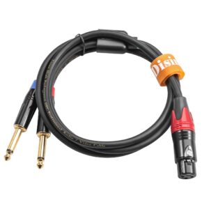 Disino XLR Female to Dual 1/4 inch Y Splitter Cable,Female XLR to Double 6.35mm Mono TS Plug Mic Audio Converter Adapter Cord - 3.3 feet