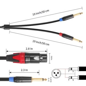 Disino XLR Female to Dual 1/4 inch Y Splitter Cable,Female XLR to Double 6.35mm Mono TS Plug Mic Audio Converter Adapter Cord - 3.3 feet