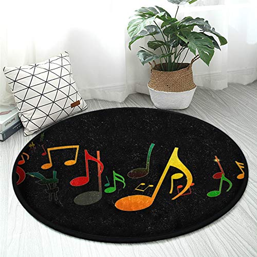 ALAZA Dancing Music Note Round Area Rug Non Slip Rug Floor Mat Carpet Entryway Hallway Sofa Living Room Bedroom Home Decor