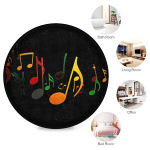 ALAZA Dancing Music Note Round Area Rug Non Slip Rug Floor Mat Carpet Entryway Hallway Sofa Living Room Bedroom Home Decor