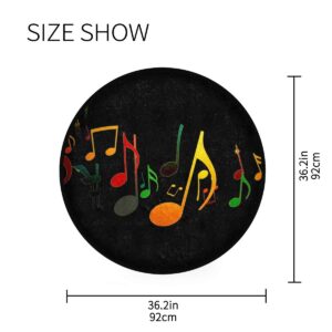 ALAZA Dancing Music Note Round Area Rug Non Slip Rug Floor Mat Carpet Entryway Hallway Sofa Living Room Bedroom Home Decor