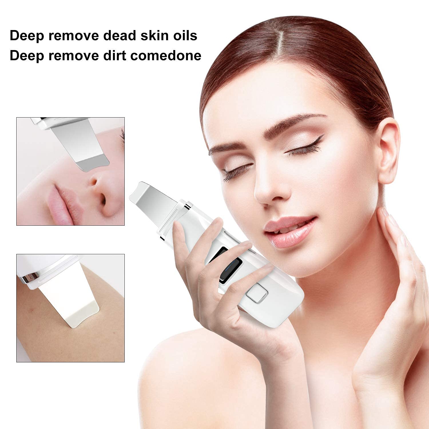 Skin Scrubber Face Spatula, Facial Skin Exfoliator Scraper and Blackhead Remover Pore Cleaner with 5 Modes LED Display, Face Lifting Tool Comedones Extractor for Facial Deep Cleansing.