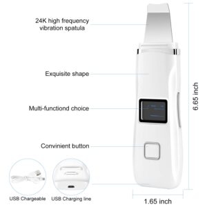 Skin Scrubber Face Spatula, Facial Skin Exfoliator Scraper and Blackhead Remover Pore Cleaner with 5 Modes LED Display, Face Lifting Tool Comedones Extractor for Facial Deep Cleansing.