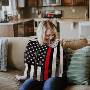 Breastfeeding Nursing Cover Multi Use for Baby Car Seat USA Flag, Thin Red Line Firefighter Respect Stretchy Breathable Scarf Shawl for Stroller High Chair - Shopping Cart Canopy for Boys Girls