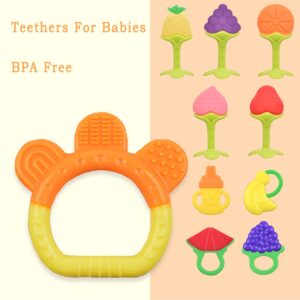 NEPAK 10 Pack Baby Teething Toys,Fruit Shaped Silicone Baby Teethers,Infant Teethers Set,Teethers for Babies BPA Free,Teething Toys for Babies