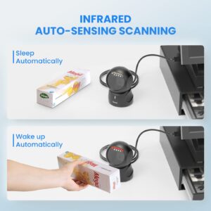 Eyoyo 1D 2D Desktop Barcode Scanner, with Automatic Sensing Scanning Omnidirectional Hands-Free Barcode Reader QR Screen Scanning Platform Scanner for POS PC Supermarket Bookstore Retail Mall