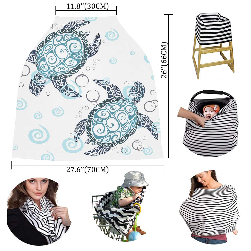 Baby Car Seat Covers Turtle, Nursing Cover Breastfeeding Scarf/Shawl, Infant Carseat Canopy, Stretchy Soft Breathable Multi-use Cover Ups, Sea Marine Animal Tortoise Turtle