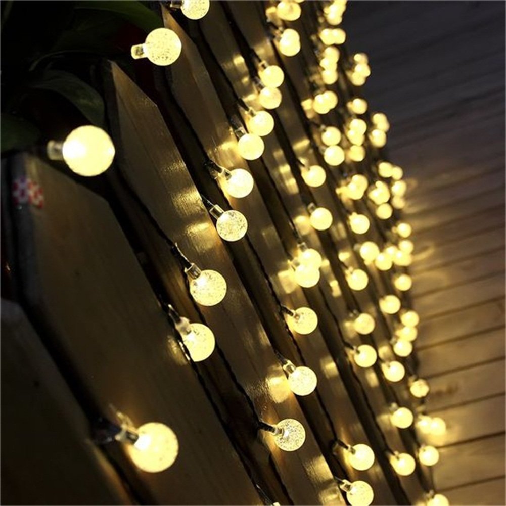 Solar String Lights, 50 LED 23ft 8 Modes Waterproof String Lights Outdoor Fairy Lights Globe Crystal Balls Decorative Lighting for Garden Yard Home Party Wedding Christmas Decoration (Warm White)…