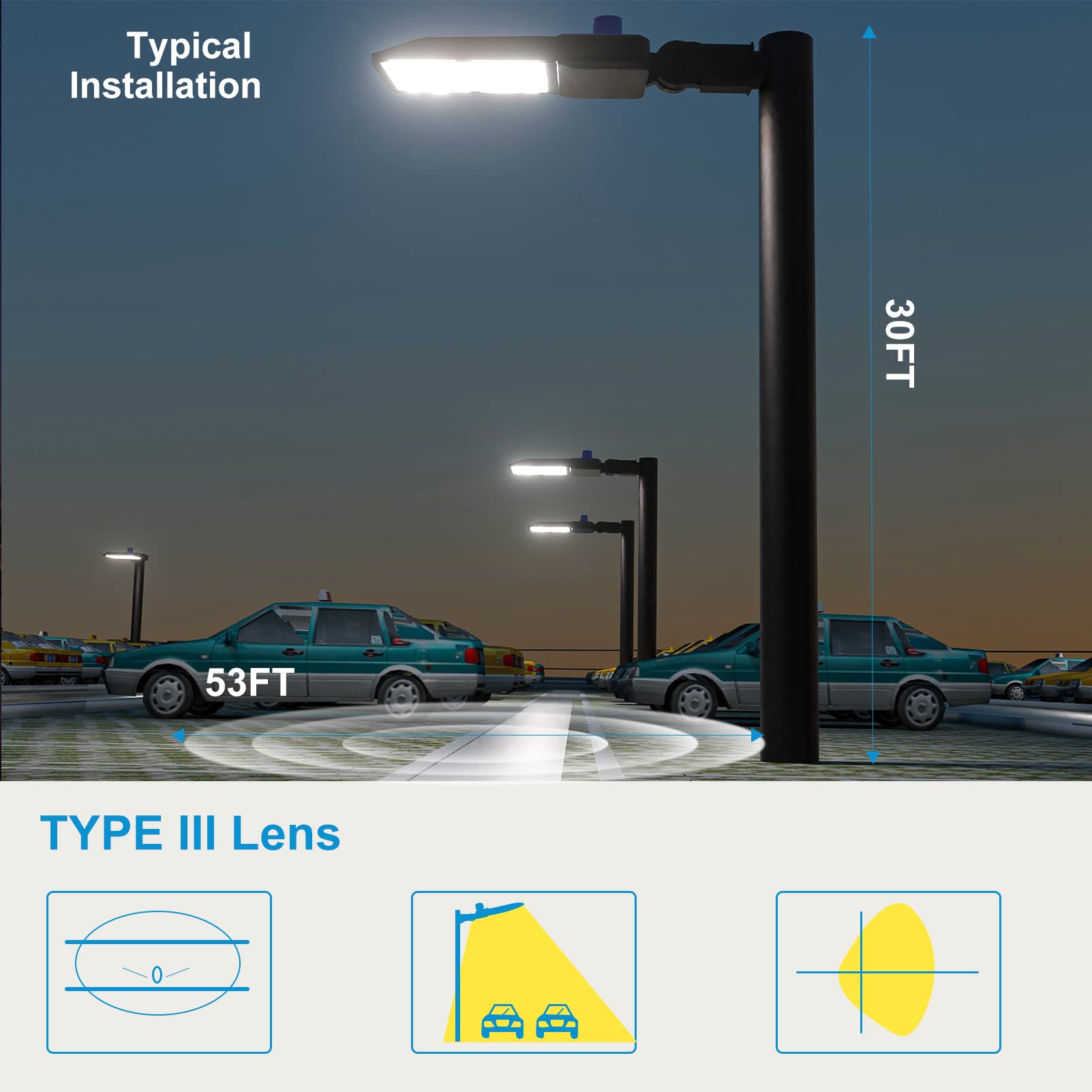 2Pack 200W LED Parking Lot Lighting 35000LM 5000K LED Pole Lights Outdoor with Dusk to Dawn, LED Parking Lot Lights Outdoor Pole Mount-𝟳𝗬𝗿𝘀 𝗪𝗮𝗿𝗿𝗮𝗻𝘁𝘆(Coverage: 55~75Ft at Height:25~35Ft)