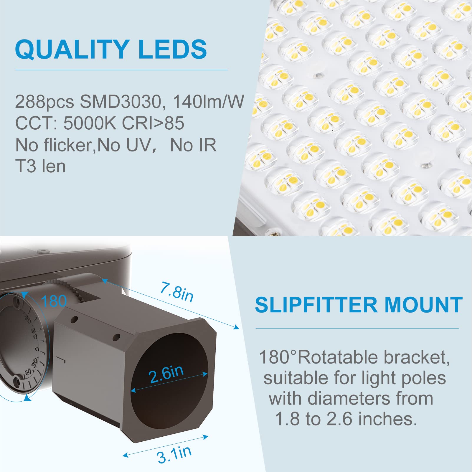 2Pack 200W LED Parking Lot Lighting 35000LM 5000K LED Pole Lights Outdoor with Dusk to Dawn, LED Parking Lot Lights Outdoor Pole Mount-𝟳𝗬𝗿𝘀 𝗪𝗮𝗿𝗿𝗮𝗻𝘁𝘆(Coverage: 55~75Ft at Height:25~35Ft)