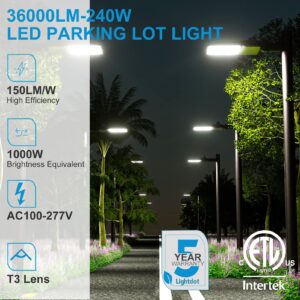 2Pack 200W LED Parking Lot Lighting 35000LM 5000K LED Pole Lights Outdoor with Dusk to Dawn, LED Parking Lot Lights Outdoor Pole Mount-𝟳𝗬𝗿𝘀 𝗪𝗮𝗿𝗿𝗮𝗻𝘁𝘆(Coverage: 55~75Ft at Height:25~35Ft)