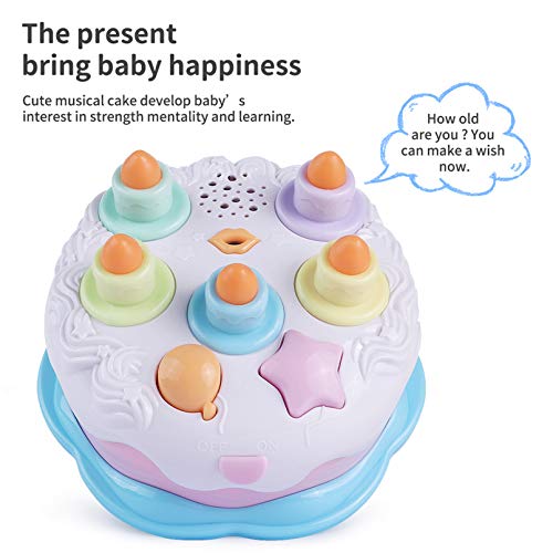 OKREVIEW First Birthday Cake Toy - Singing Music Cake Toys with Counting and Blow Candles Toys for 18 Months+ Old Boys Girls Birthday and Xmas Gift