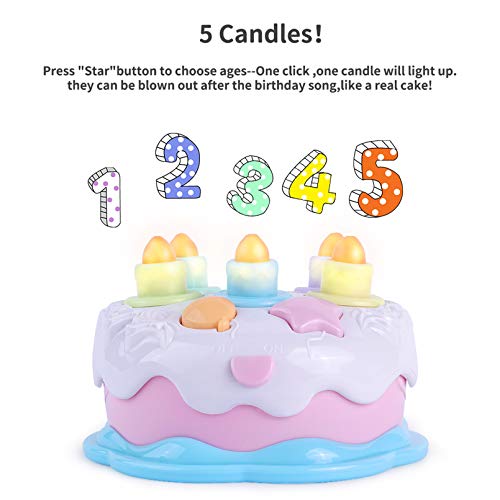 OKREVIEW First Birthday Cake Toy - Singing Music Cake Toys with Counting and Blow Candles Toys for 18 Months+ Old Boys Girls Birthday and Xmas Gift