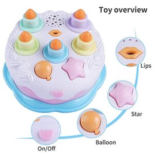 OKREVIEW First Birthday Cake Toy - Singing Music Cake Toys with Counting and Blow Candles Toys for 18 Months+ Old Boys Girls Birthday and Xmas Gift