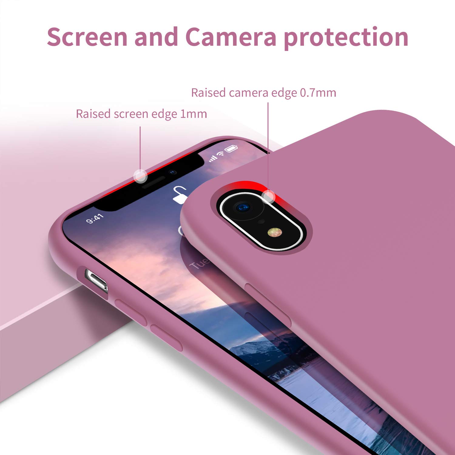 OTOFLY Compatible with iPhone XR Case 6.1 inch,[Silky and Soft Touch Series] Premium Soft Liquid Silicone Rubber Full-Body Protective Bumper Case for iPhone XR (Lilac Purple)