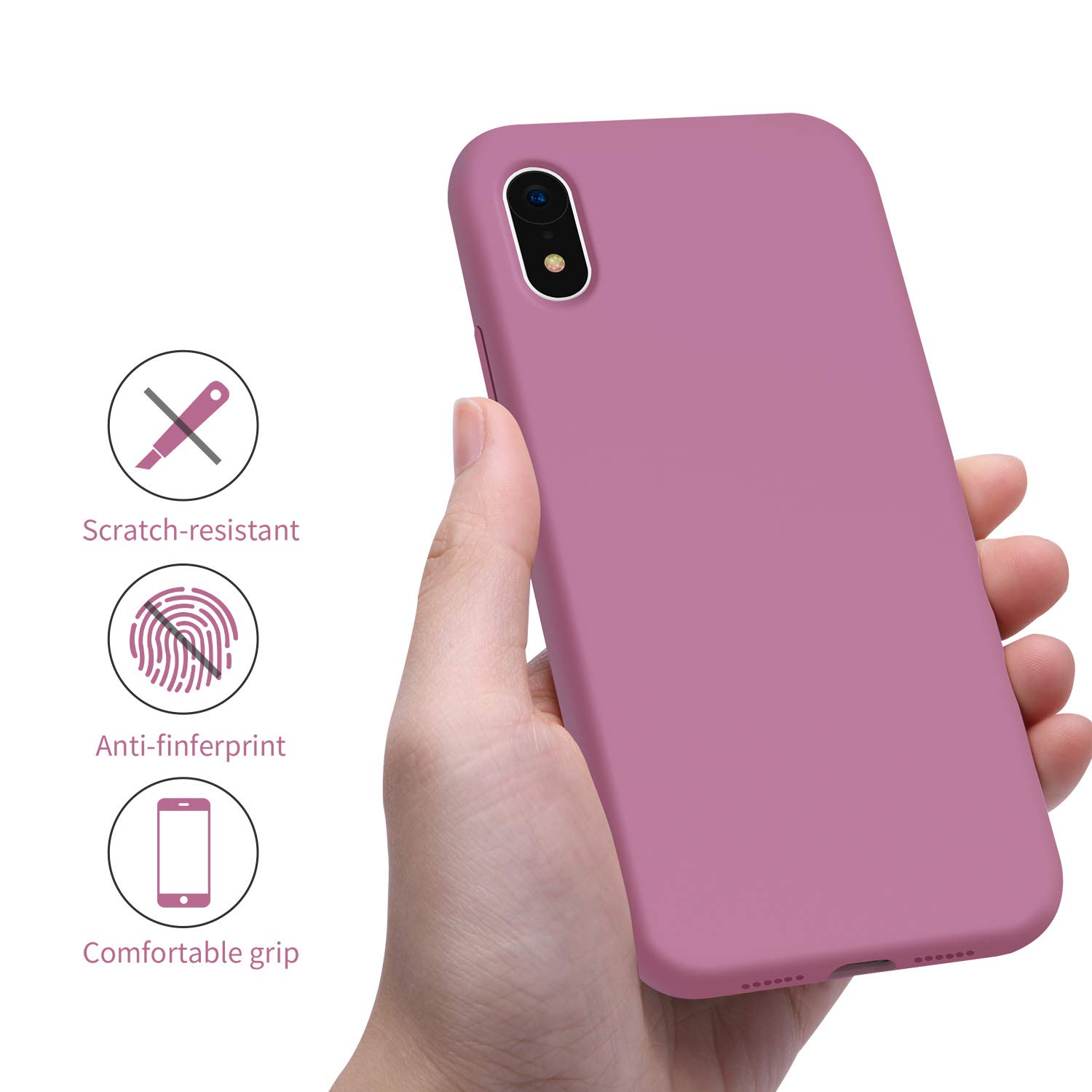 OTOFLY Compatible with iPhone XR Case 6.1 inch,[Silky and Soft Touch Series] Premium Soft Liquid Silicone Rubber Full-Body Protective Bumper Case for iPhone XR (Lilac Purple)