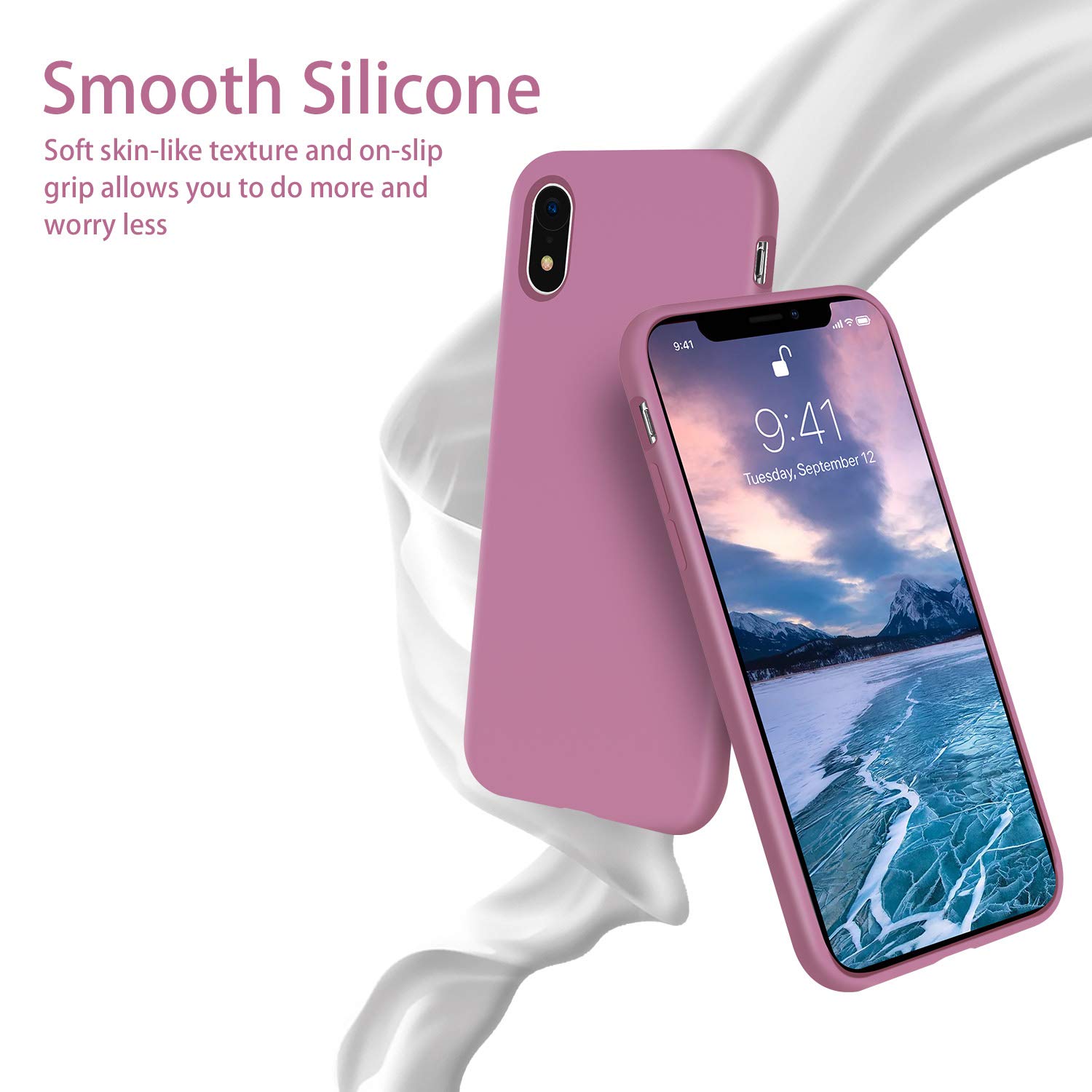 OTOFLY Compatible with iPhone XR Case 6.1 inch,[Silky and Soft Touch Series] Premium Soft Liquid Silicone Rubber Full-Body Protective Bumper Case for iPhone XR (Lilac Purple)