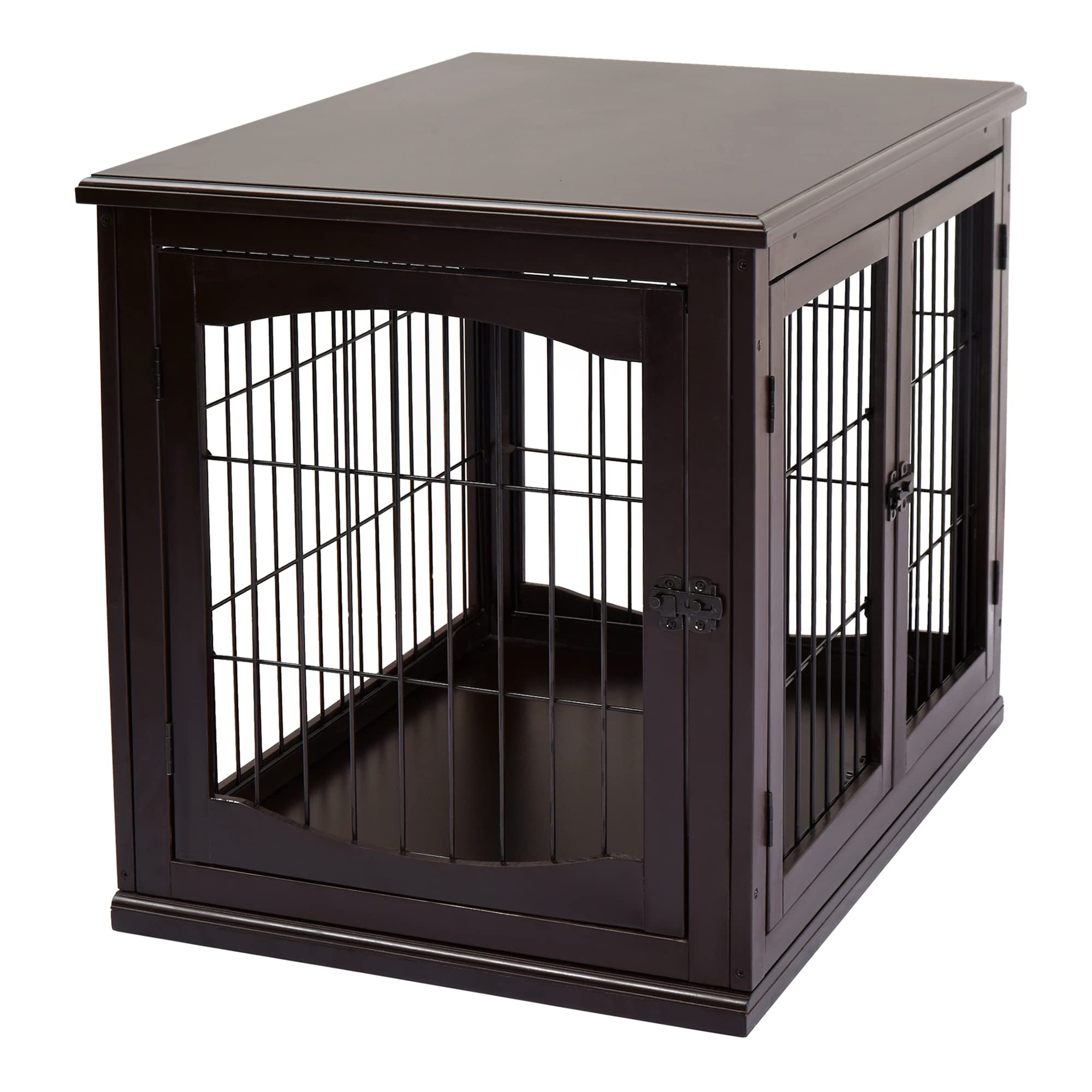 PawHut Dog Crate Furniture, Small Dog Cage End Table with Two Opening Sides, Lockable Door, Puppy Kennel Indoor, Cute and Decorative, Coffee