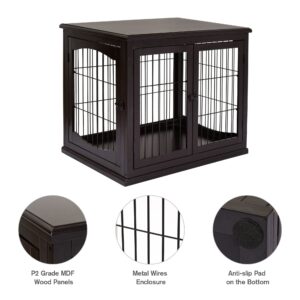 PawHut Dog Crate Furniture, Small Dog Cage End Table with Two Opening Sides, Lockable Door, Puppy Kennel Indoor, Cute and Decorative, Coffee