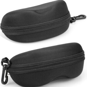 Nicunom 6 Pack Sunglasses Case Portable Travel Glasses Case, Zipper Shell Eyeglasses Cases with Hook and Cleaning Cloth