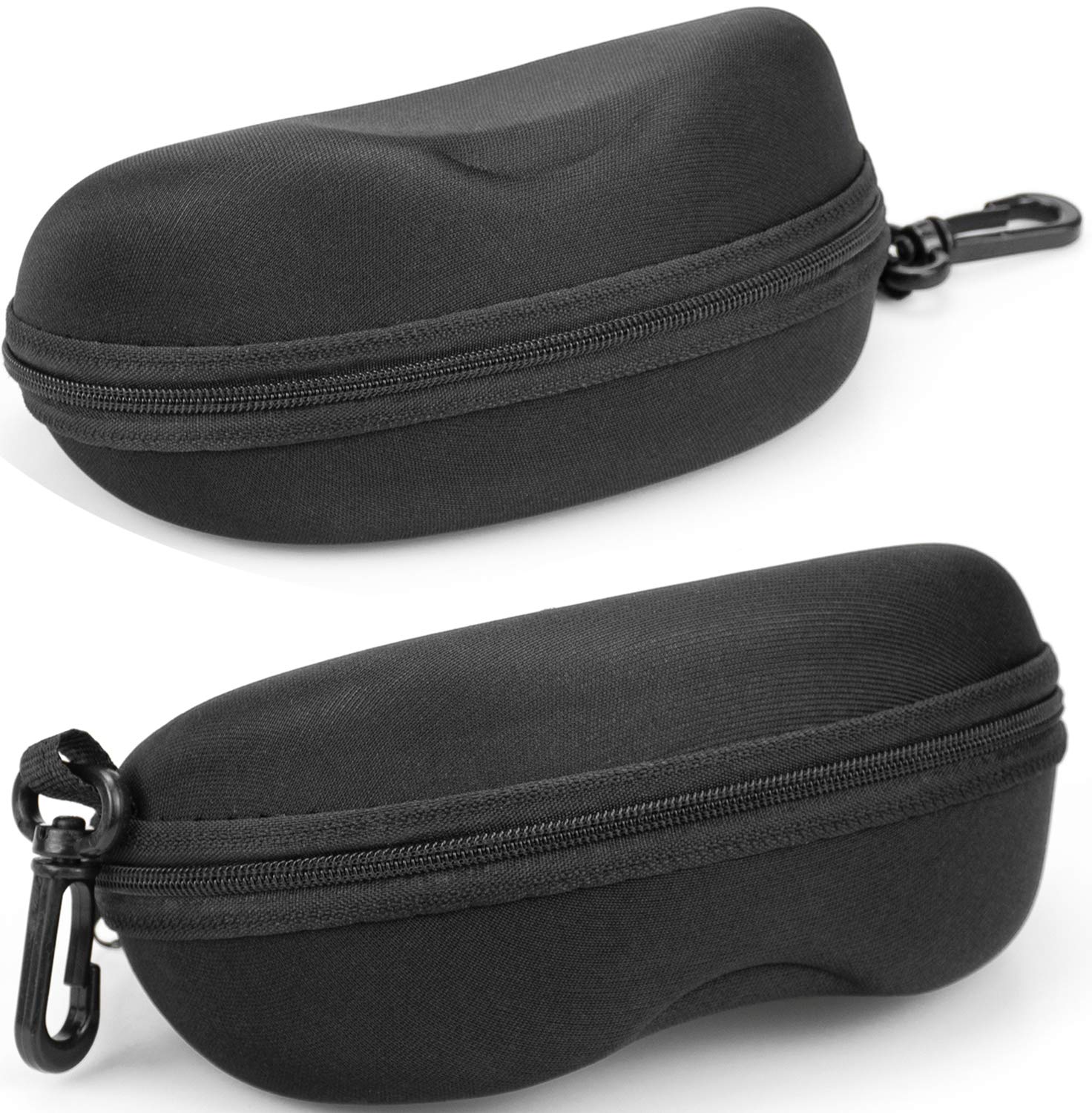 Nicunom 6 Pack Sunglasses Case Portable Travel Glasses Case, Zipper Shell Eyeglasses Cases with Hook and Cleaning Cloth