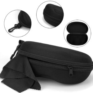 Nicunom 6 Pack Sunglasses Case Portable Travel Glasses Case, Zipper Shell Eyeglasses Cases with Hook and Cleaning Cloth